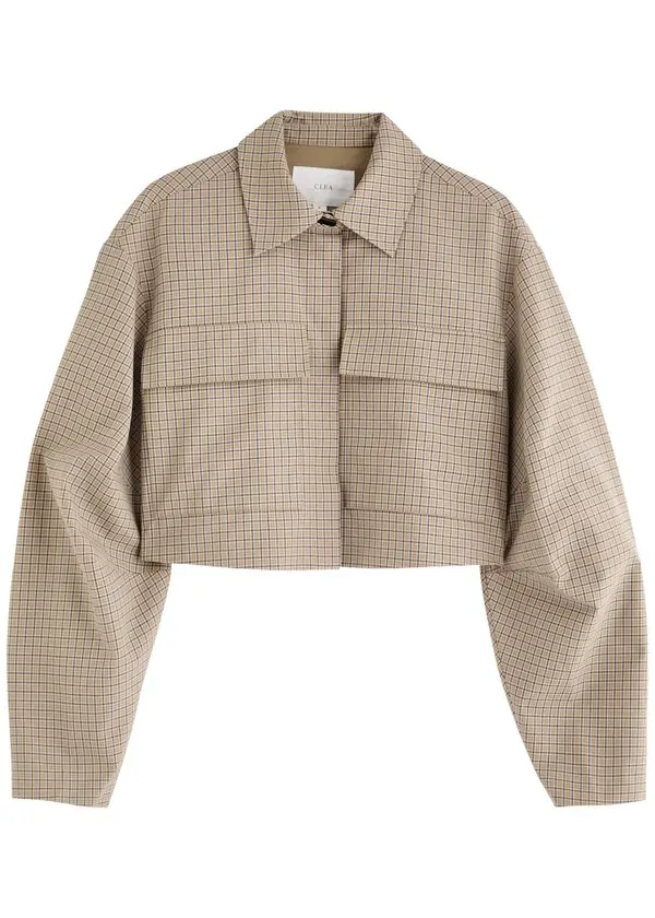 Clea Checked Cotton-blend Cropped Jacket