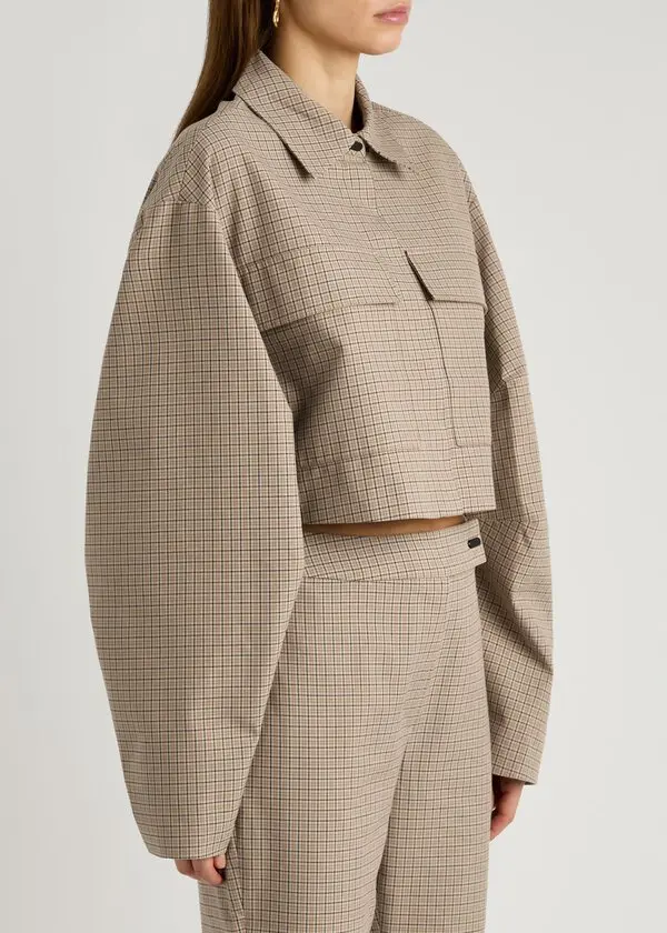 Clea Checked Cotton-blend Cropped Jacket