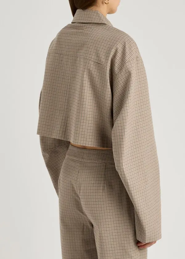 Clea Checked Cotton-blend Cropped Jacket