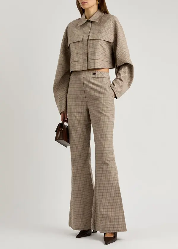 Clea Checked Cotton-blend Cropped Jacket