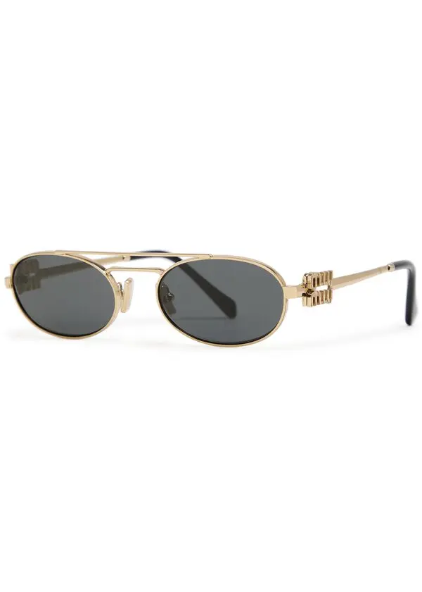 Miu Miu Oval-frame Metal Sunglasses - Black