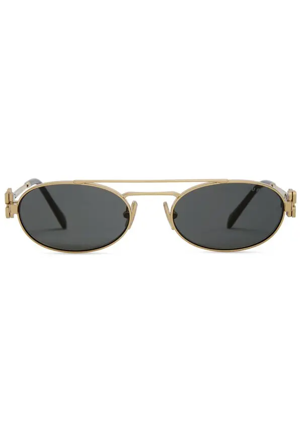 Miu Miu Oval-frame Metal Sunglasses - Black