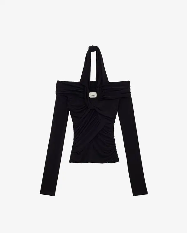 Isabel Marant Étoile Vonda Draped Jersey Top - Black