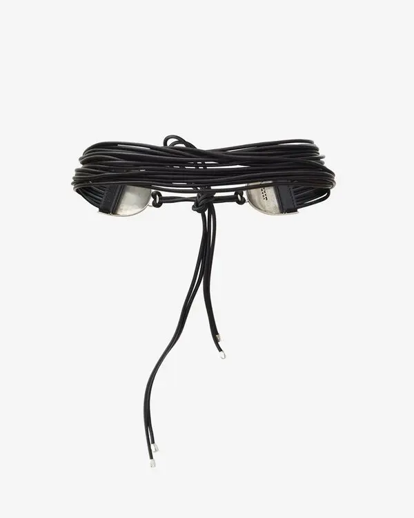Isabel Marant Lambskin Leather Tie Belt - Black/silver