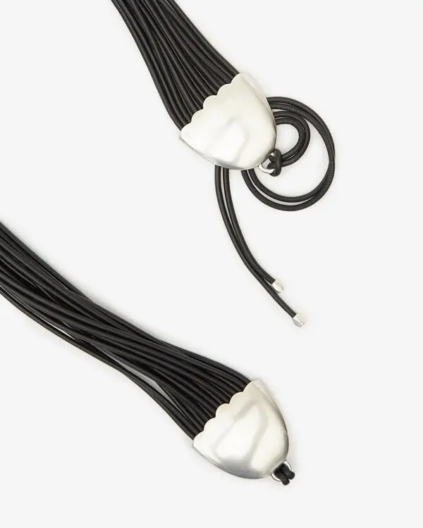 Isabel Marant Étoile Lambskin Leather Tie Belt - Black/silver