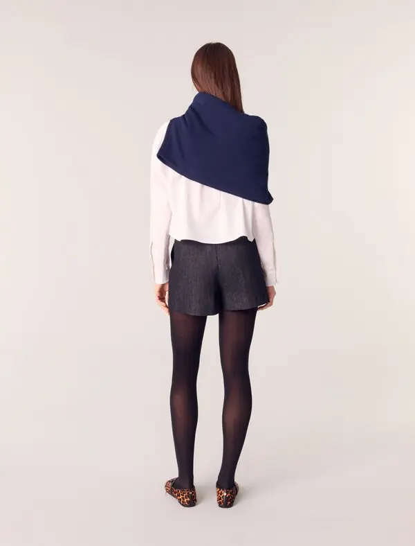 Maje Layered-effect Pleated Denim Shorts