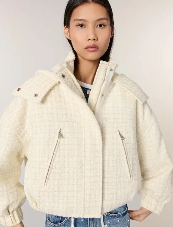 Maje Acrylic Tweed Down Jacket