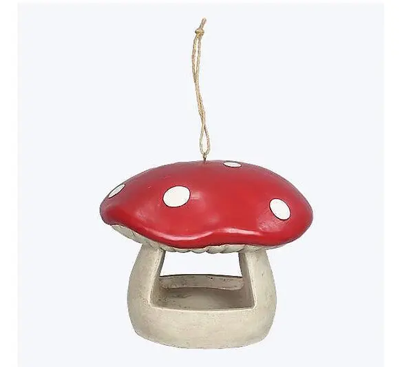YOUNG'S INC. Young's Resin Mushroom Forest Bird Feeder