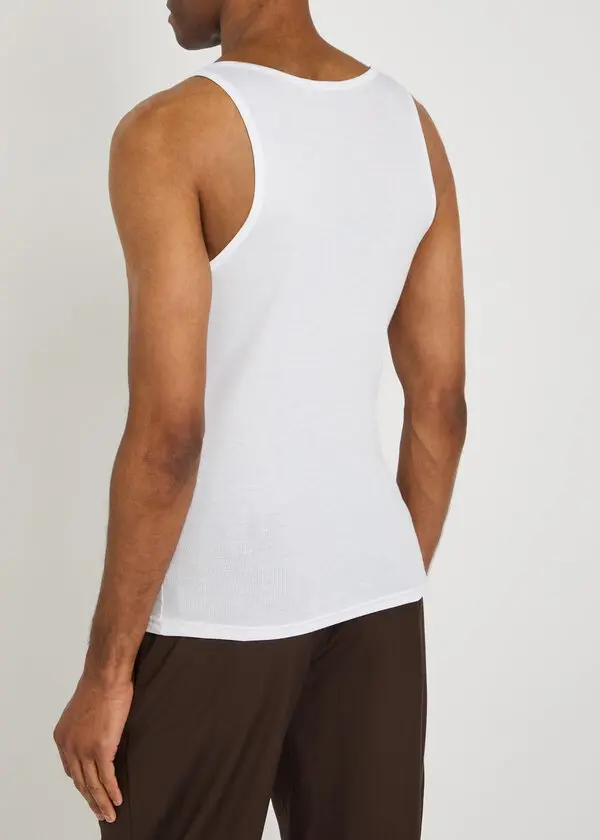 TOM FORD Ribbed Logo Jersey Tank - White