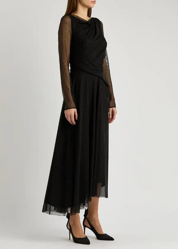 Talbot Runhof Crystal-embellished Tulle Midi Dress