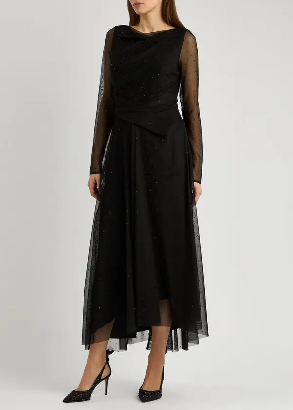 Talbot Runhof Crystal-embellished Tulle Midi Dress