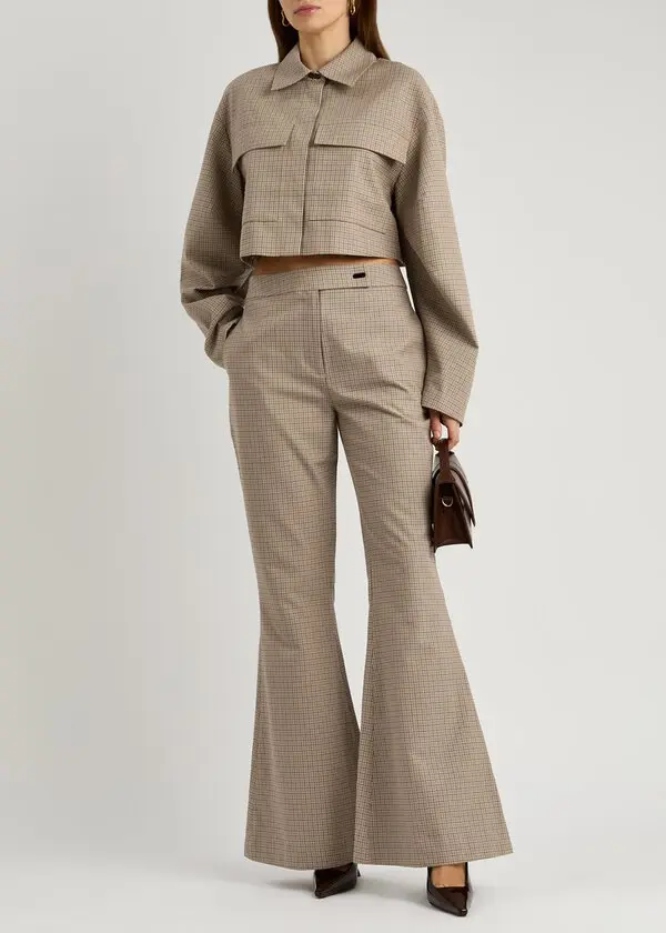 Clea Alessandra Checked Cotton-blend Trousers