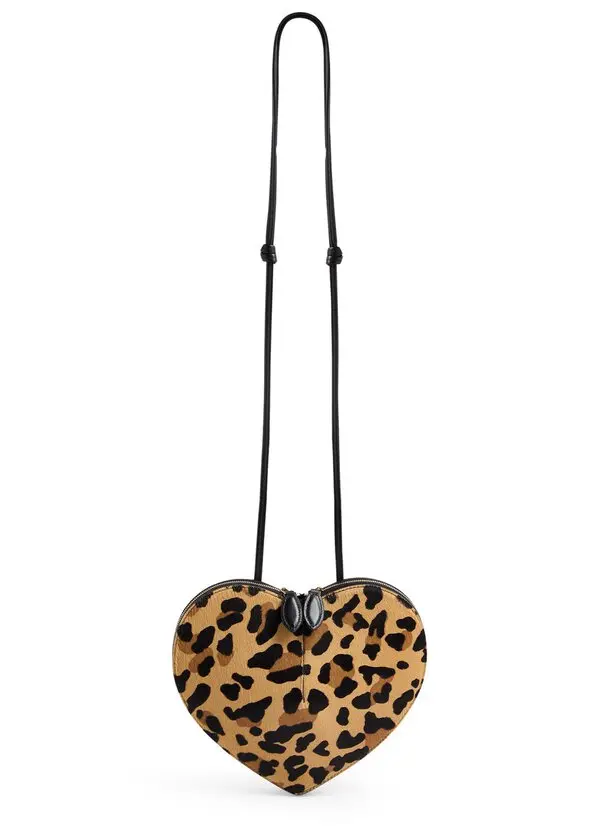 Alaïa Le Coeur Heart Print Calf Hair Crossbody Bag - Leopard
