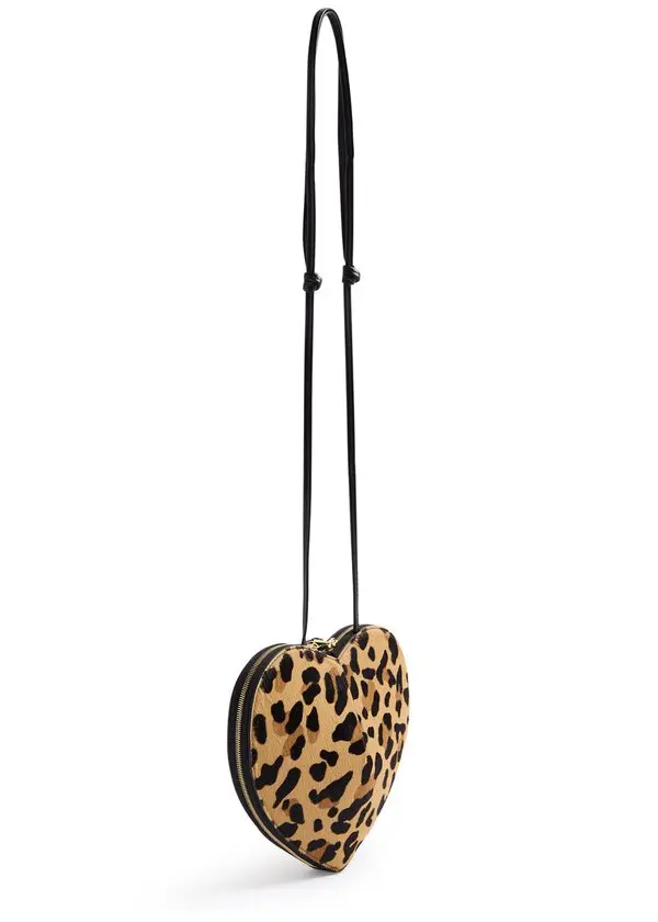Alaïa Le Coeur Heart Print Calf Hair Crossbody Bag - Leopard