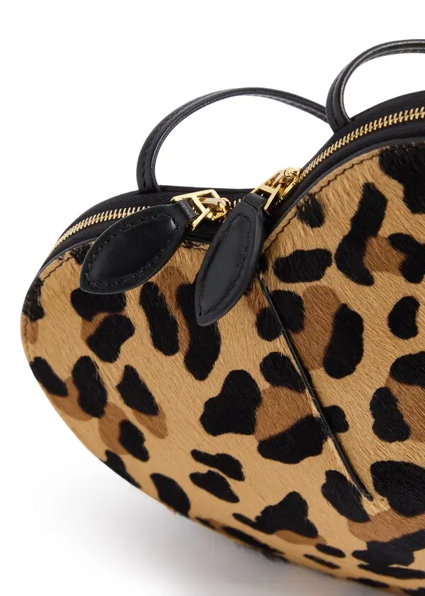 Alaïa Le Coeur Heart Print Calf Hair Crossbody Bag - Leopard