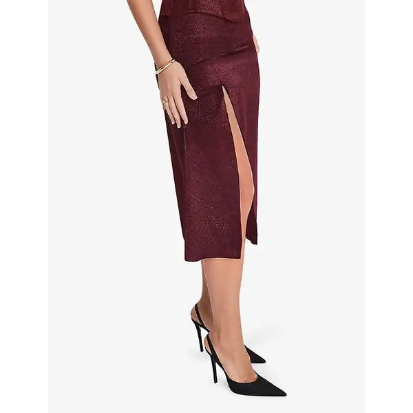 MISTRESS ROCKS Woven Midi Skirt With Split Hem