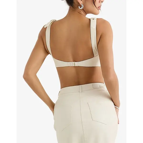 Mistress Rocks Buckle-Strap Faux Leather Bralette In Cream - 50% Off |  Editorialist