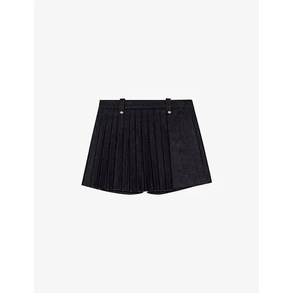 Maje Pleated Stretch-cotton Shorts