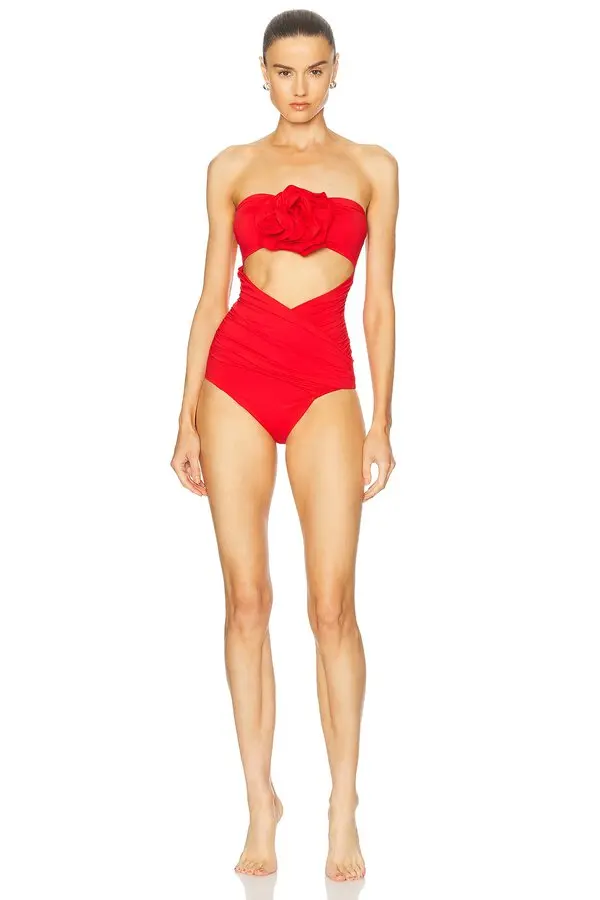 Magda Butrym Cut Out One Piece Swimsuit - Red