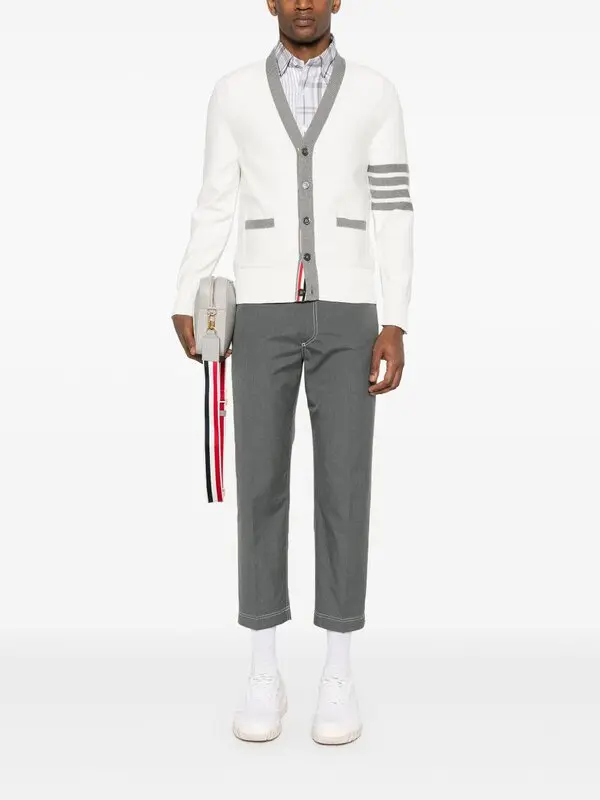 Thom Browne V-neck Cotton Cardigan - White