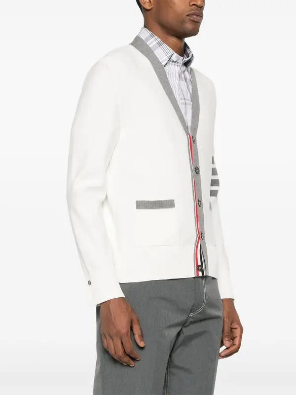 Thom Browne V-neck Cotton Cardigan - White