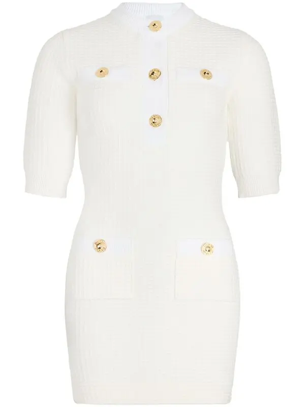 PATOU Waffle-knit Mini Dress - White