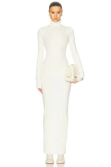 Eterne Long Sleeve Turtleneck Maxi Dress - Cream
