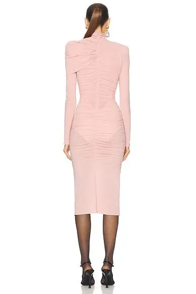 Magda Butrym Draped High Neck Midi Dress