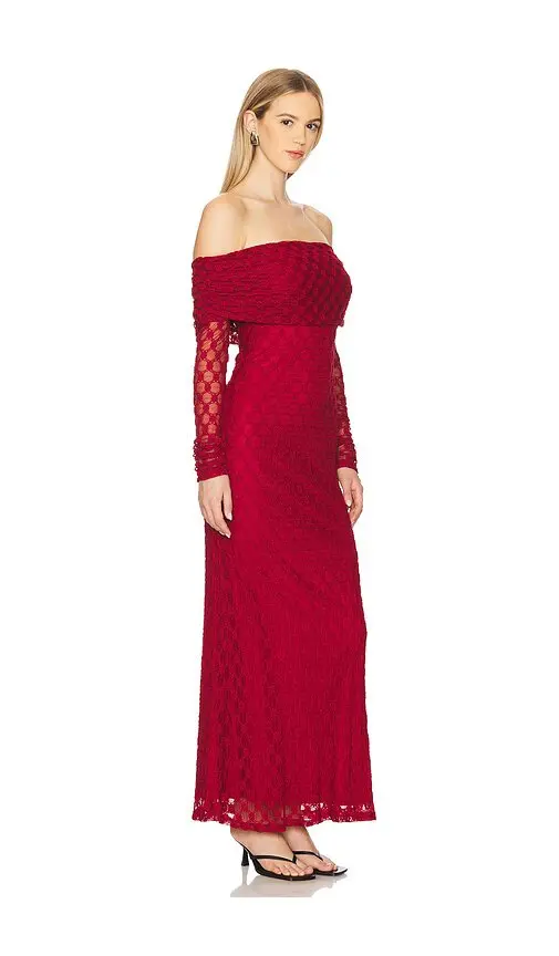 Bardot Adoni Off Shoulder Maxi Dress - Deep Red