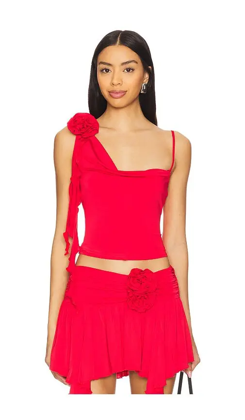 LOVERS AND FRIENDS Asymmetrical Rosette Detail Top