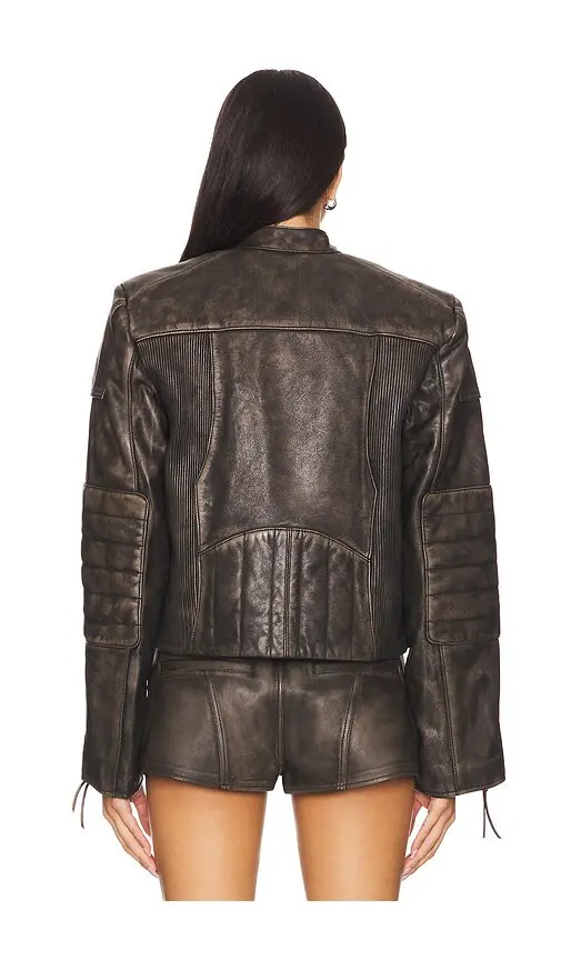 H:OURS Lavinia Leather Racer Jacket