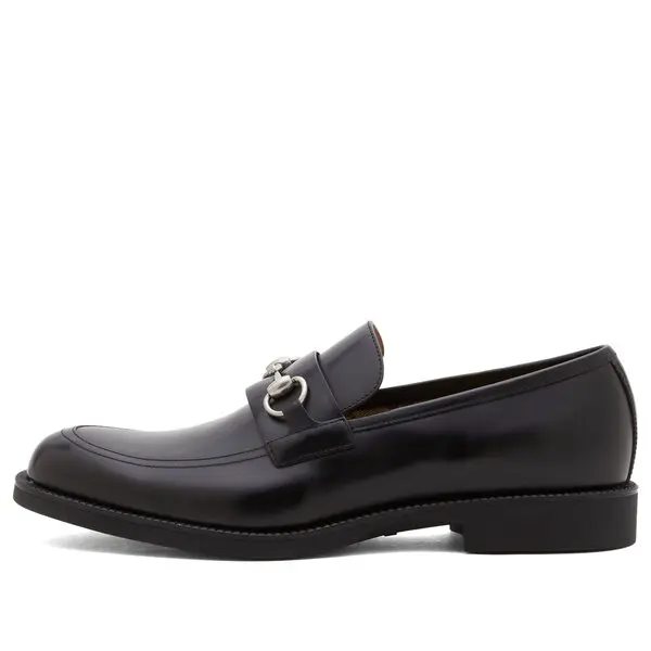 Gucci Rubber Sole Tempe Horsebit Leather Loafer In Black  display picture 3