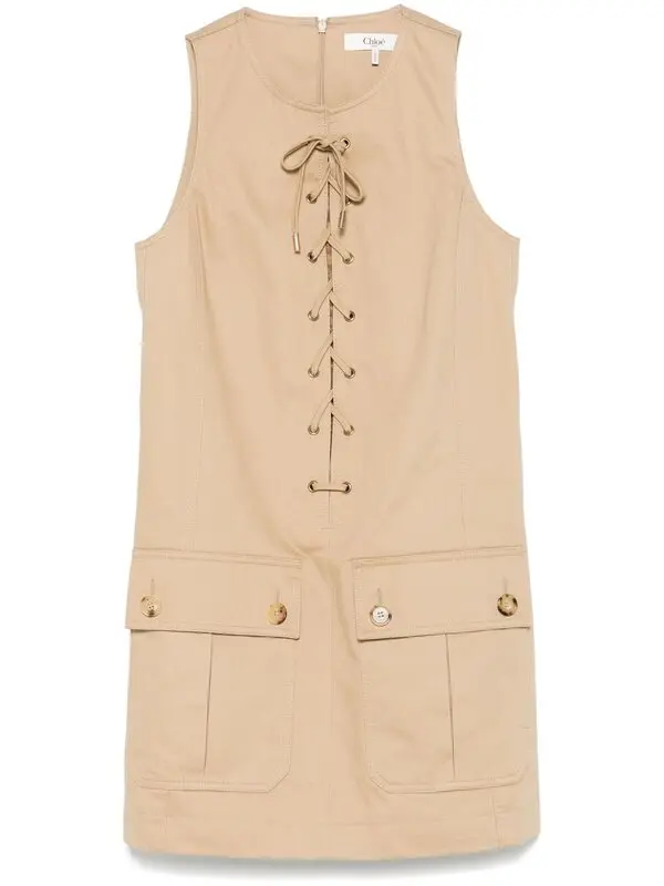 Chloé Lace-up Mini Dress - Brown