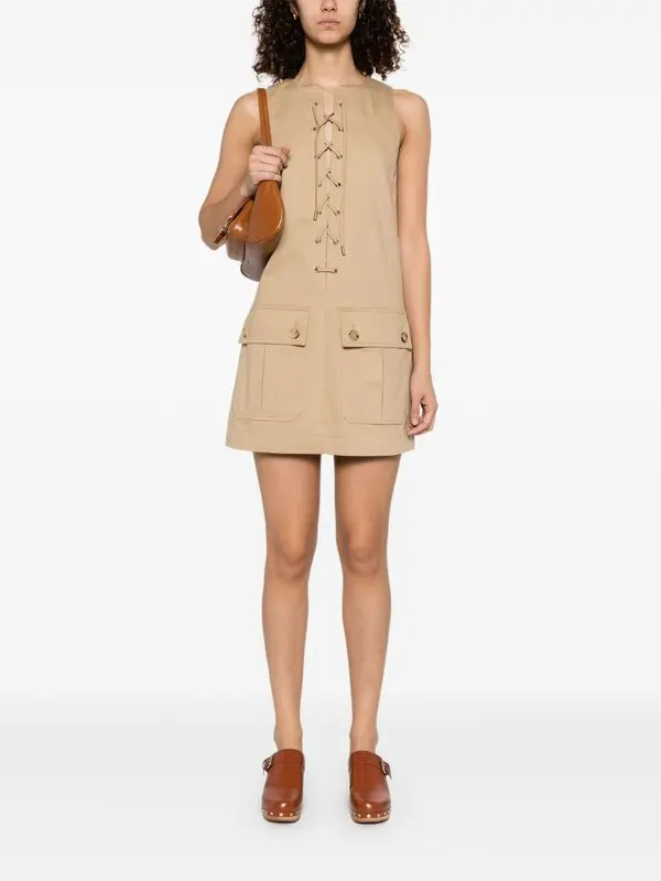 Chloé Lace-up Mini Dress - Brown