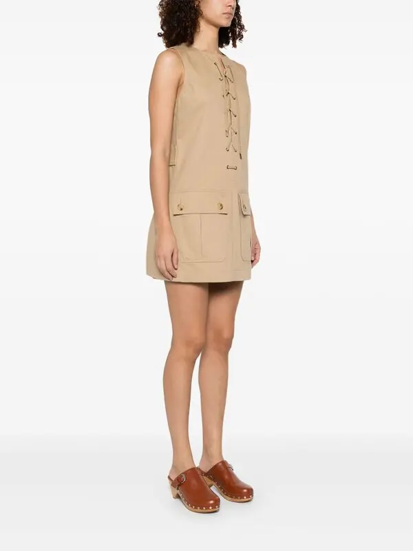 Chloé Lace-up Mini Dress - Brown