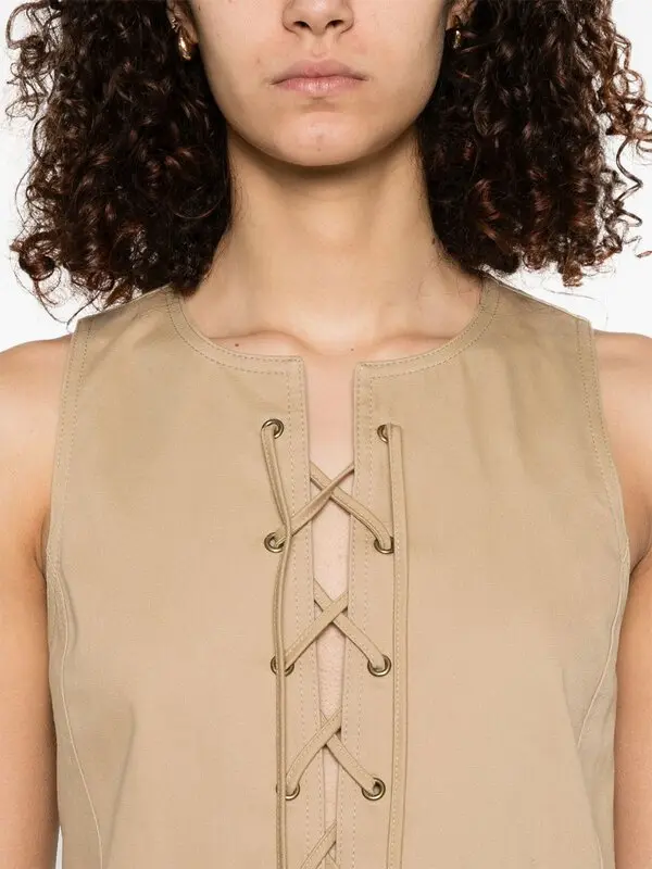 Chloé Lace-up Mini Dress - Brown