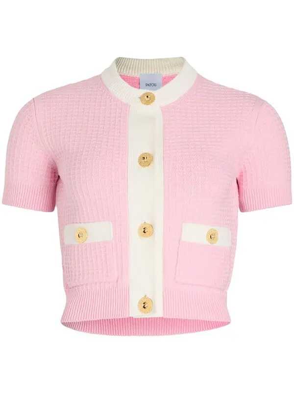 PATOU Cropped Waffle-knit Cardigan