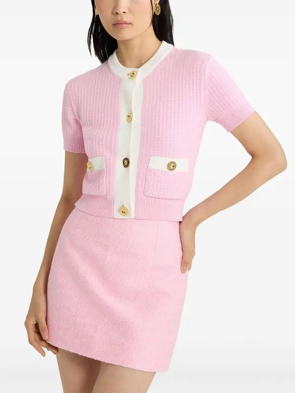 PATOU Cropped Waffle-knit Cardigan