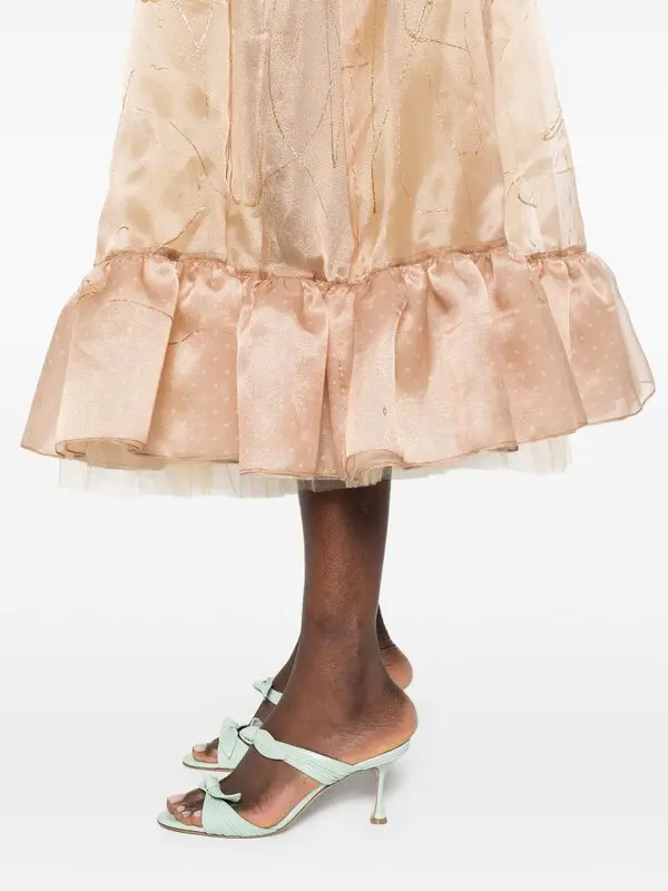 PAPA OPPONG Metallic-threading Midi Skirt