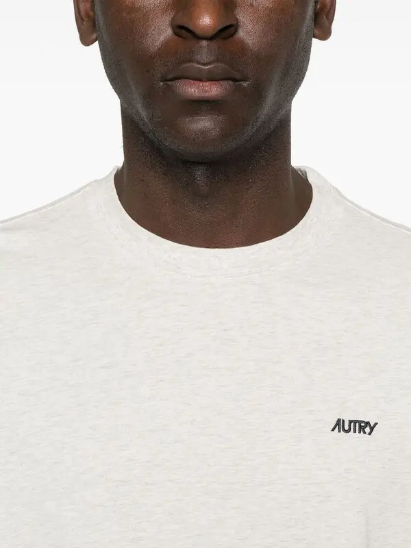 AUTRY Logo-embroidered T-shirt - Grey