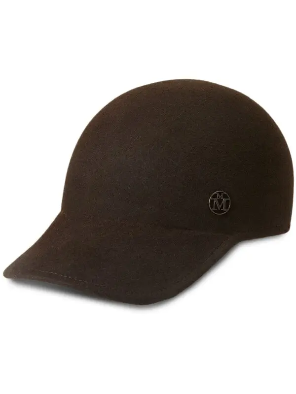 MAISON MICHEL Baseball Cap With Appliqué Logo - Brown