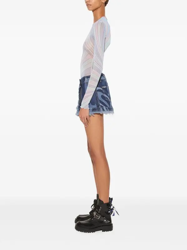 Emilio Pucci Marmo-print Denim Mini Skirt