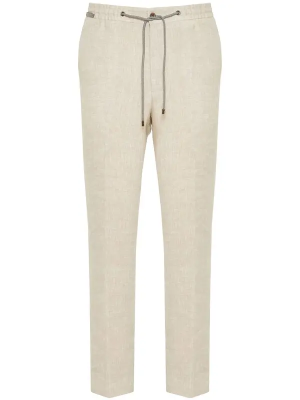 Corneliani Drawstring Linen Trousers - Neutrals