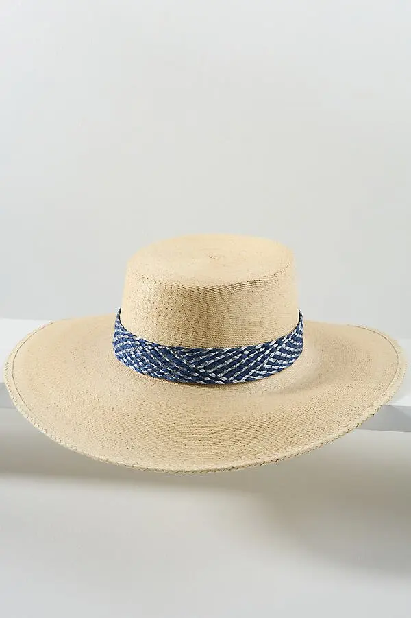 ASN HATS Bolero Patterned Straw Boater - Ivory