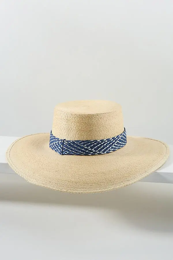 ASN HATS Bolero Patterned Straw Boater - Ivory