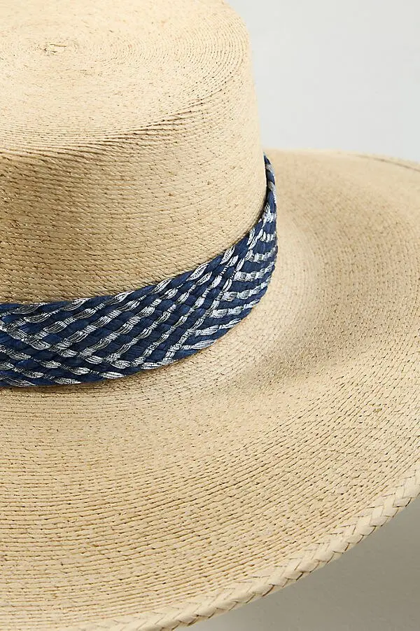 ASN HATS Bolero Patterned Straw Boater - Ivory
