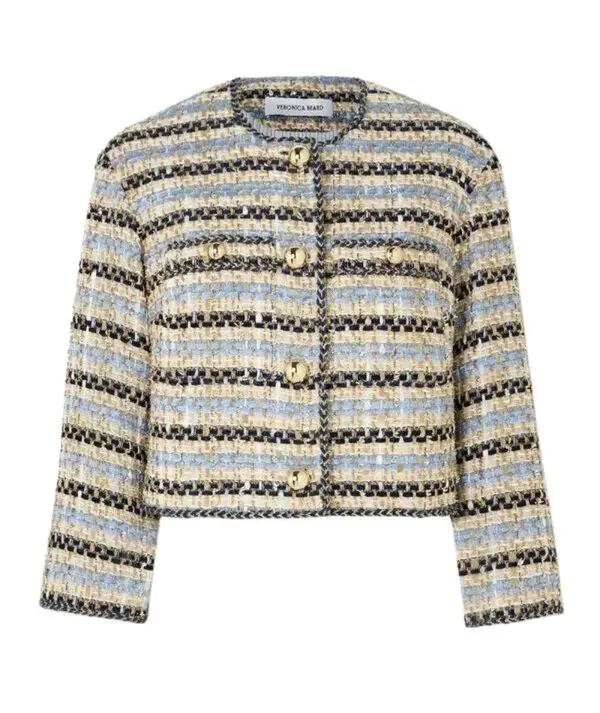 Veronica Beard Sumira Metallic Tweed Jacket - Blue