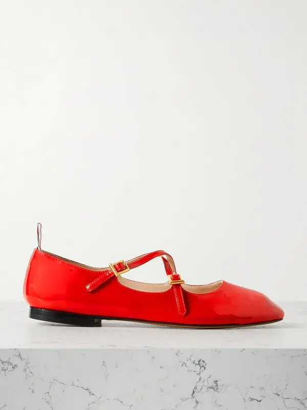 Thom Browne Grosgrain-trimmed Ballet Flats - Red