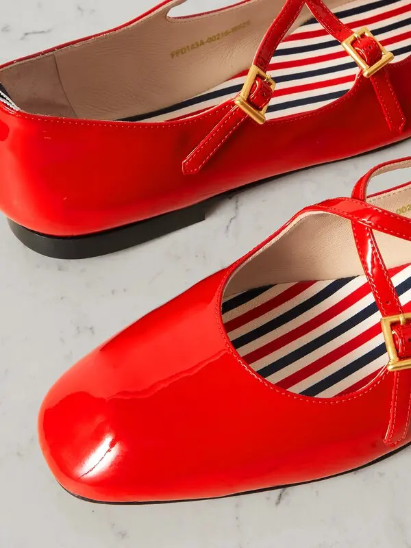 Thom Browne Grosgrain-trimmed Ballet Flats - Red