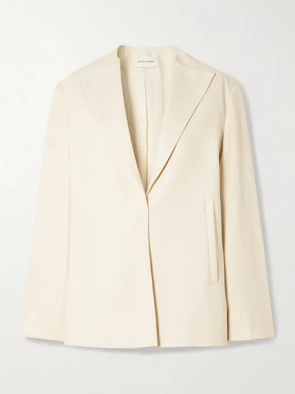 Loulou De Saison Rocco Textured Cotton-blend Twill Blazer - Neutrals